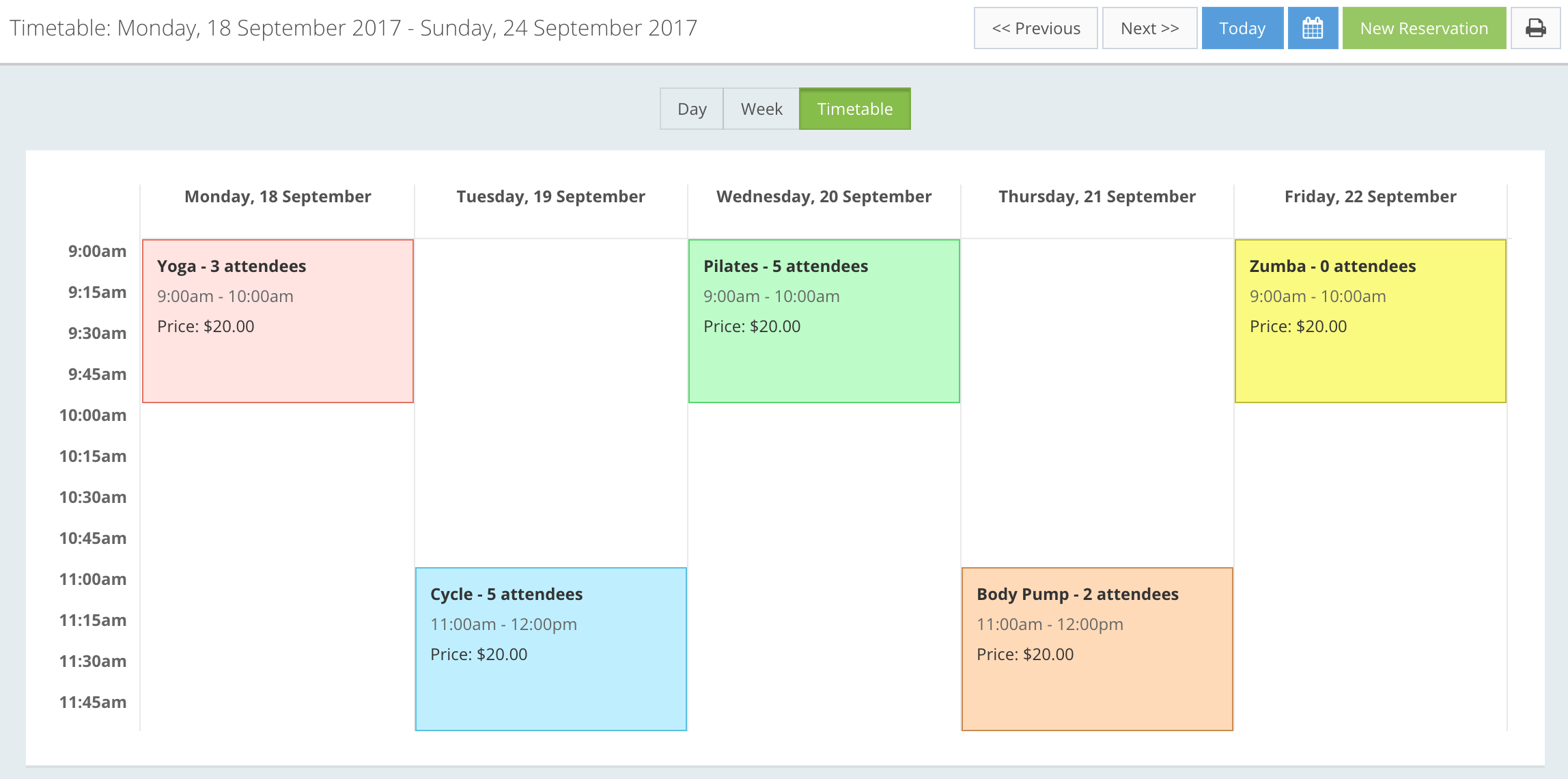 Timetable overview - Ovatu Help Guides