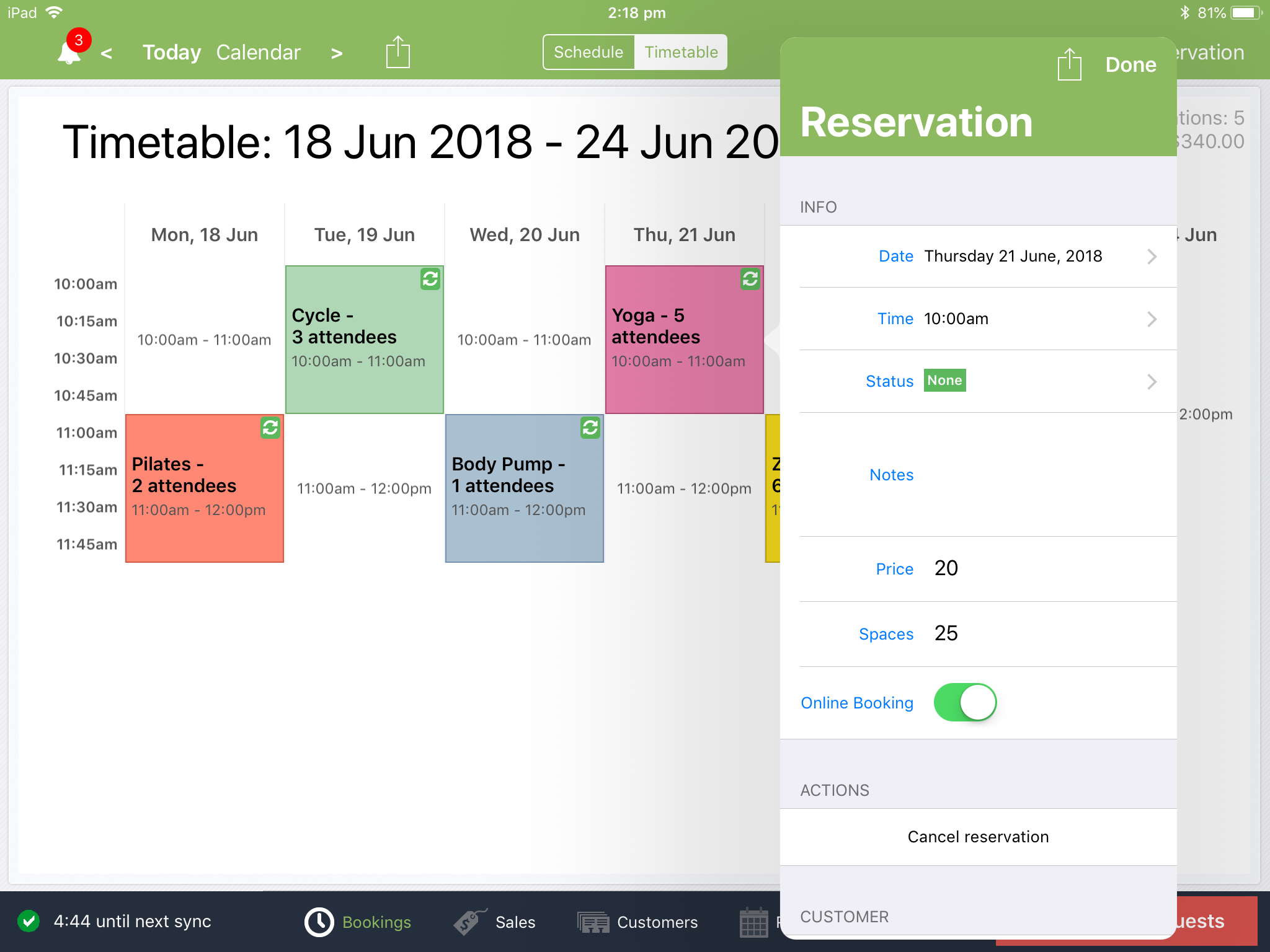 How do I edit a (timetable) Class Reservation? - Ovatu Help Guides